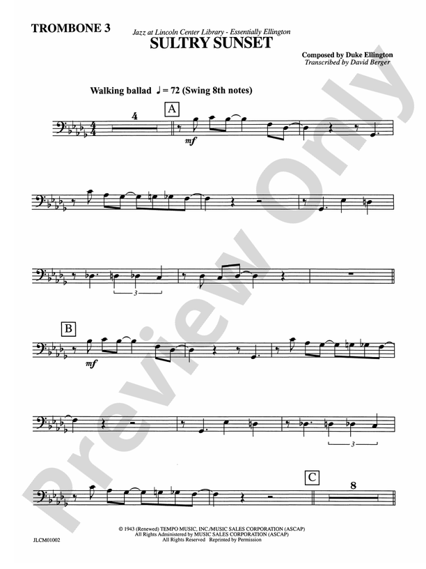 Sultry Sunset: 3rd Trombone: 3rd Trombone Part - Digital Sheet Music Download
