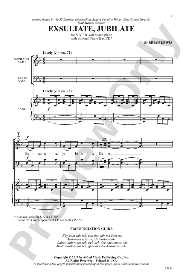 Exsultate, Jubilate: SATB Choral Octavo: Brian Lewis - Digital Sheet ...