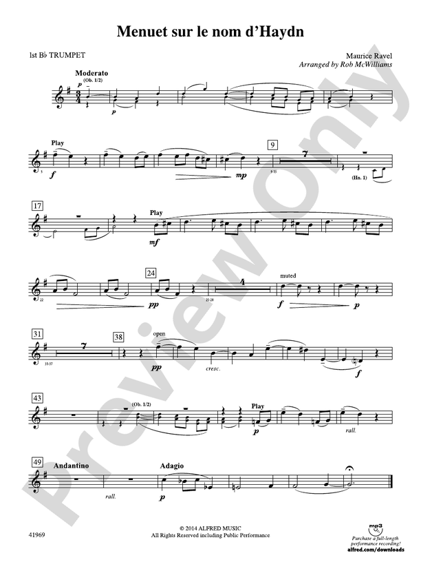 Menuet sur le nom d'Haydn: 1st B-flat Trumpet: 1st B-flat Trumpet Part ...