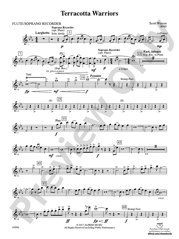 Terracotta Warriors: Flute: Flute Part - Digital Sheet Music Download