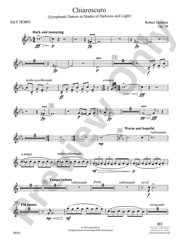 Chiaroscuro: 3rd F Horn: 3rd F Horn Part - Digital Sheet Music Download