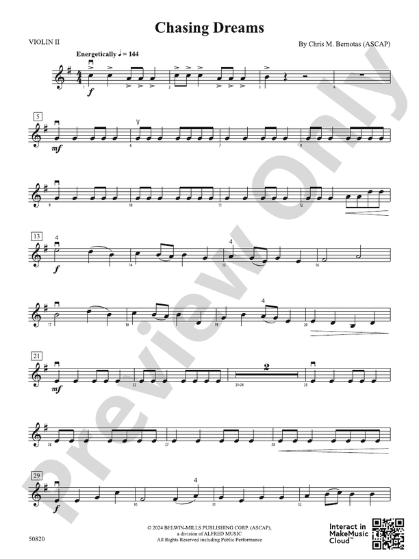 Chasing Dreams: 2nd Violin: 2nd Violin Part - Digital Sheet Music Download