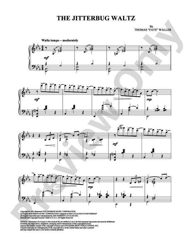 The Jitterbug Waltz: Piano: Fats Waller - Digital Sheet Music Download