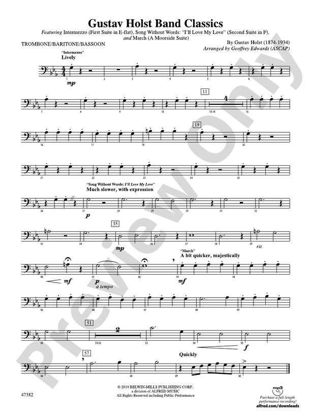 Gustav Holst Band Classics: 1st Trombone: 1st Trombone Part - Digital ...