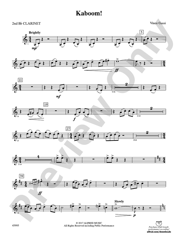 Kaboom!: 2nd B-flat Clarinet: 2nd B-flat Clarinet Part - Digital Sheet ...