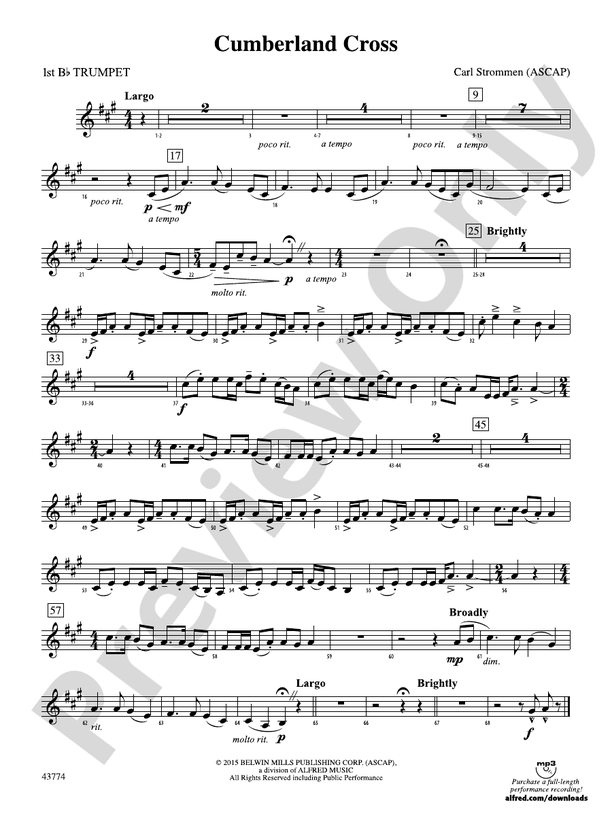 Cumberland Cross: 1st B-flat Trumpet: 1st B-flat Trumpet Part - Digital ...