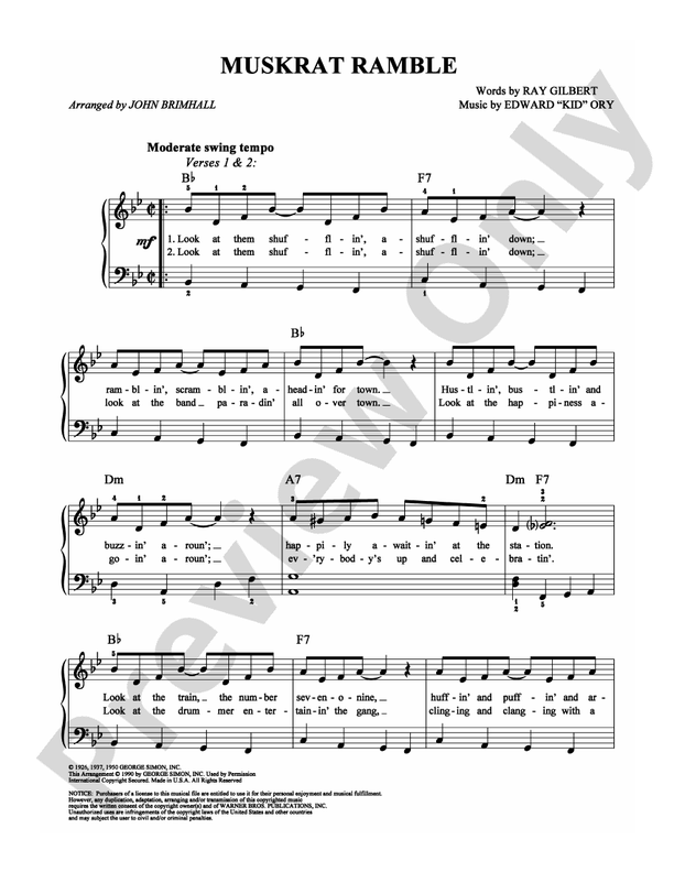Muskrat Ramble: Easy Piano: Edward "Kid" Ory - Digital Sheet Music Download