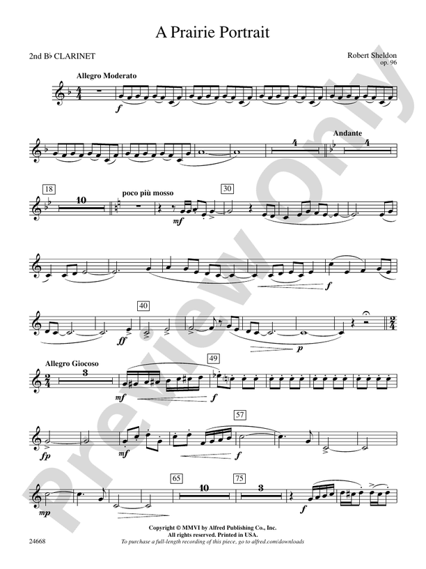 A Prairie Portrait: 2nd B-flat Clarinet: 2nd B-flat Clarinet Part ...