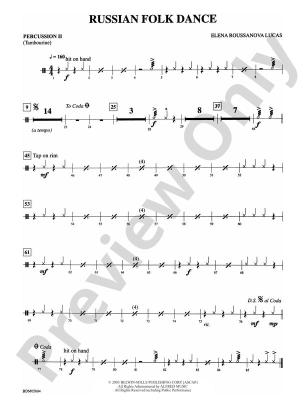 Russian Folk Dance: 2nd Percussion: 2nd Percussion Part - Digital Sheet ...