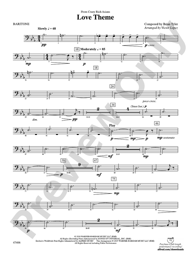 Love Theme: Baritone B.C.: Baritone B.C. Part - Digital Sheet Music ...