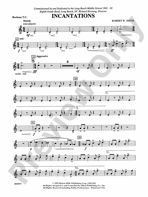 Incantations: Baritone T.C.: Baritone T.C. Part - Digital Sheet Music ...