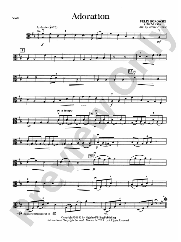Adoration: Viola: Viola Part - Digital Sheet Music Download