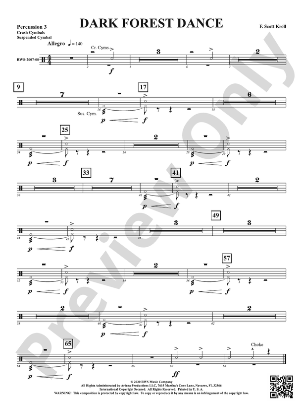 Dark Forest Dance: 3rd Percussion: 3rd Percussion Part: F. Scott Kroll ...
