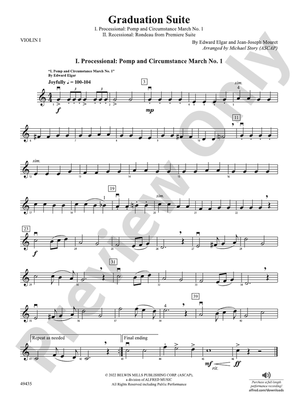 Graduation Suite: 1st Violin: 1st Violin Part - Digital Sheet Music ...