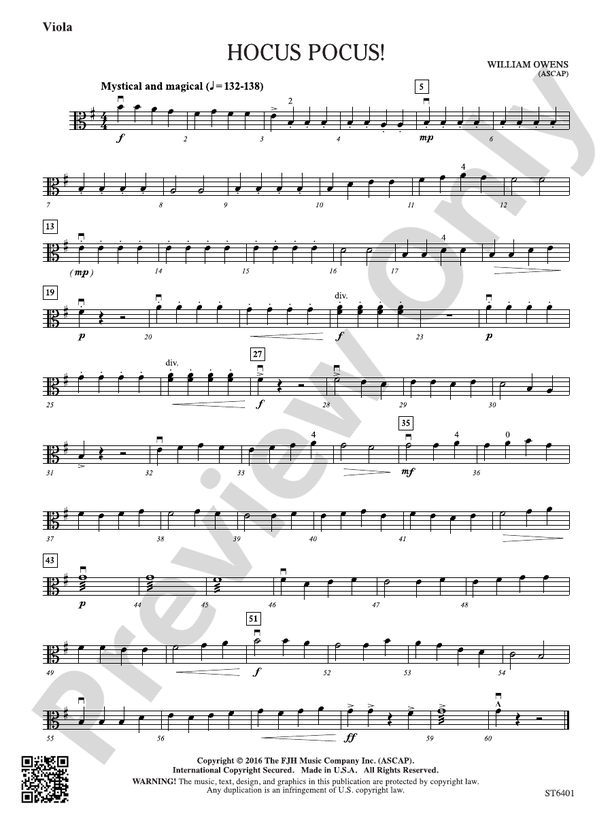 Hocus Pocus!: Viola: Viola Part: William Owens - Digital Sheet Music ...