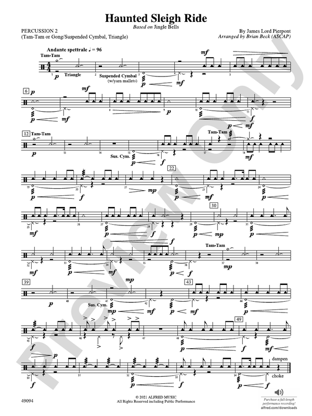 Haunted Sleigh Ride: 2nd Percussion: 2nd Percussion Part - Digital Sheet Music Download