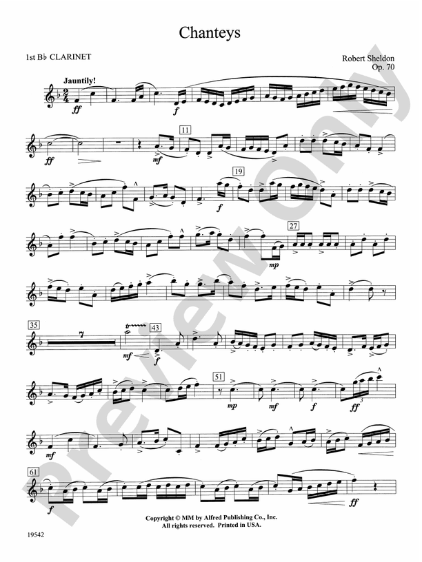 Chanteys: 1st B-flat Clarinet: 1st B-flat Clarinet Part - Digital Sheet ...