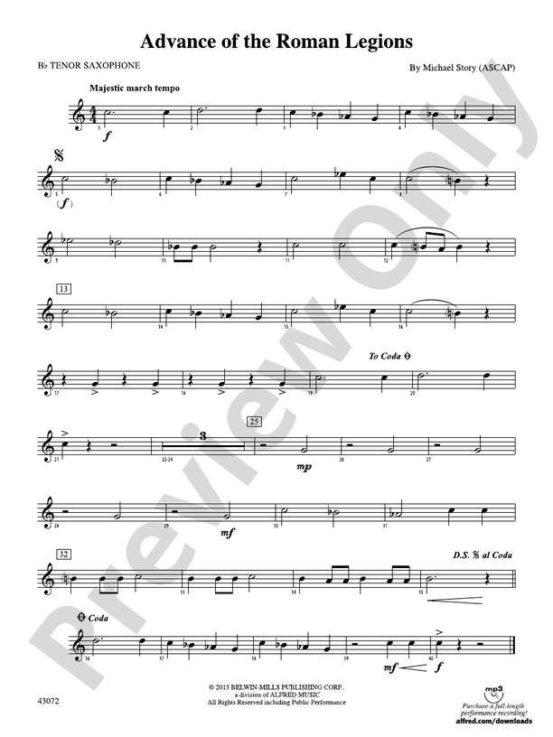 Advance of the Roman Legions: B-flat Tenor Saxophone: B-flat Tenor ...