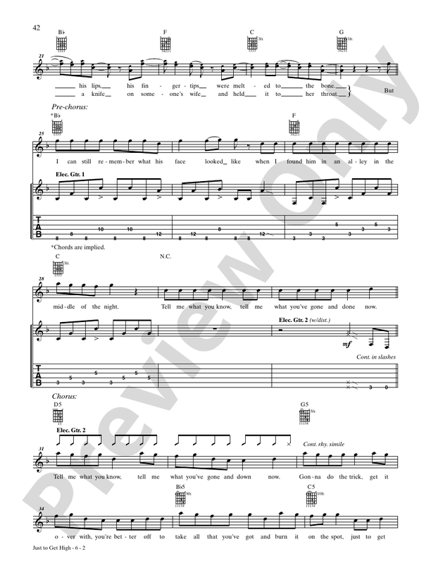 Just to Get High: Guitar: Nickelback - Digital Sheet Music Download