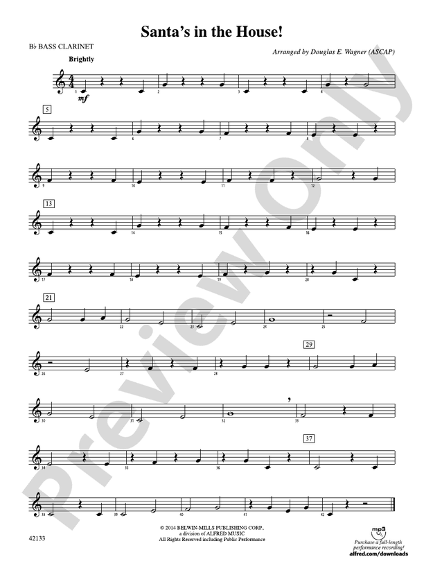 Santa's in the House!: B-flat Bass Clarinet: B-flat Bass Clarinet Part ...