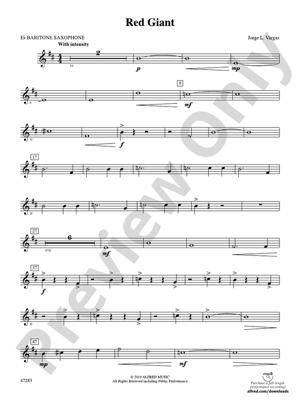 Red Giant: E-flat Baritone Saxophone: E-flat Baritone Saxophone Part - Digital Sheet Music Download