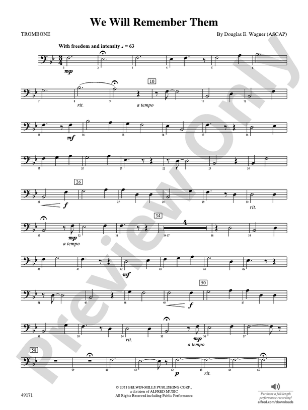 We Will Remember Them: 1st Trombone: 1st Trombone Part - Digital Sheet ...