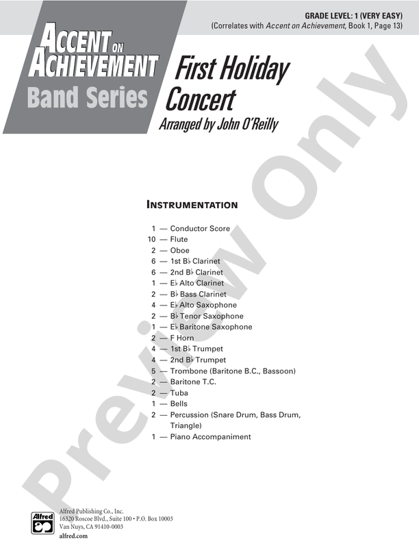First Holiday Concert: Score: Concert Band Score - Digital Sheet Music ...