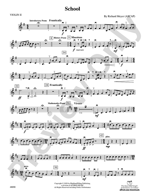 School: 2nd Violin: 2nd Violin Part - Digital Sheet Music Download