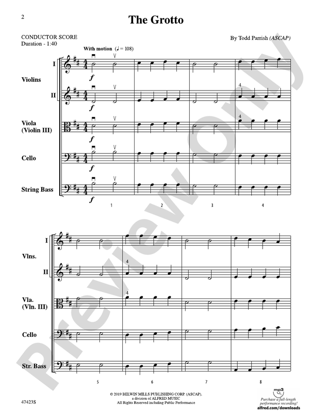 The Grotto: Score: String Orchestra Score - Digital Sheet Music Download