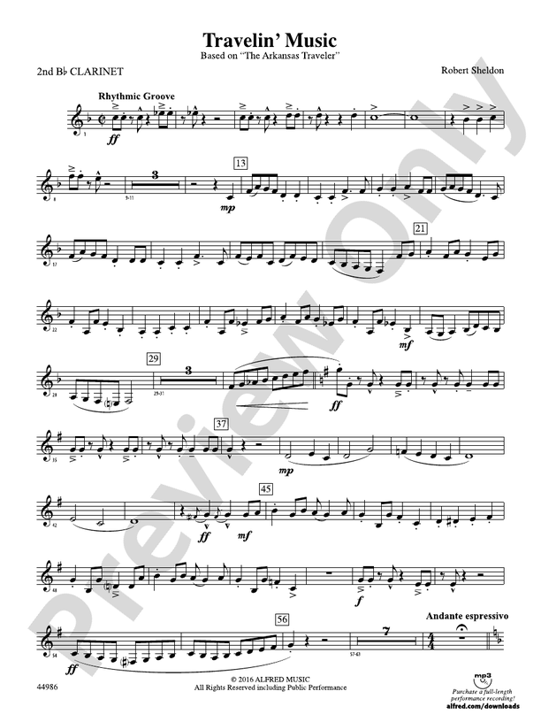 Travelin' Music: 2nd B-flat Clarinet: 2nd B-flat Clarinet Part ...