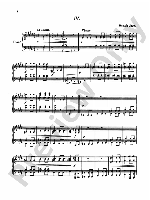 Liadov: Arabesques: Arabesque IV Part - Digital Sheet Music Download