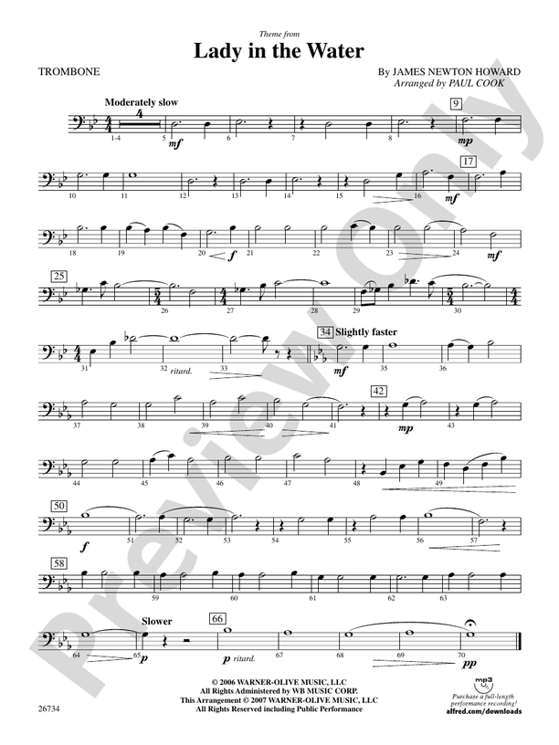 Lady in the Water: 1st Trombone: 1st Trombone Part - Digital Sheet ...