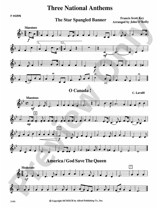 Three National Anthems (Star Spangled Banner, O Canada!, America/God ...