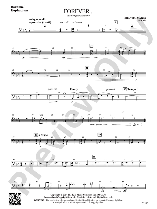 Forever...: Baritone/Euphonium: Baritone/Euphonium Part: Brian Balmages - Digital Sheet Music ...