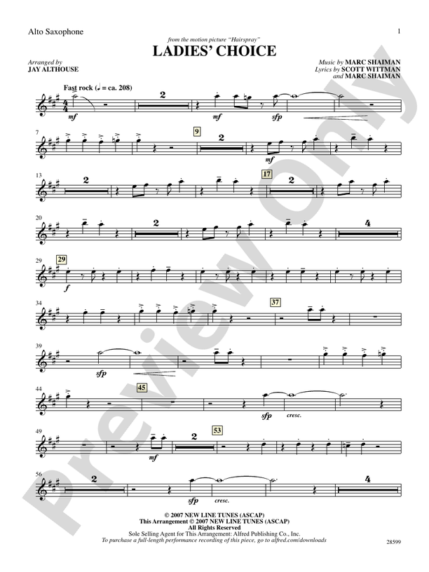 Ladies' Choice (from the movie Hairspray): E-flat Alto Saxophone: E ...