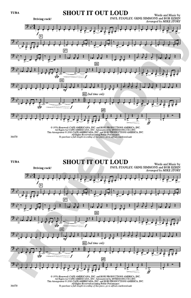 Shout It Out Loud: Tuba: Tuba Part - Digital Sheet Music Download