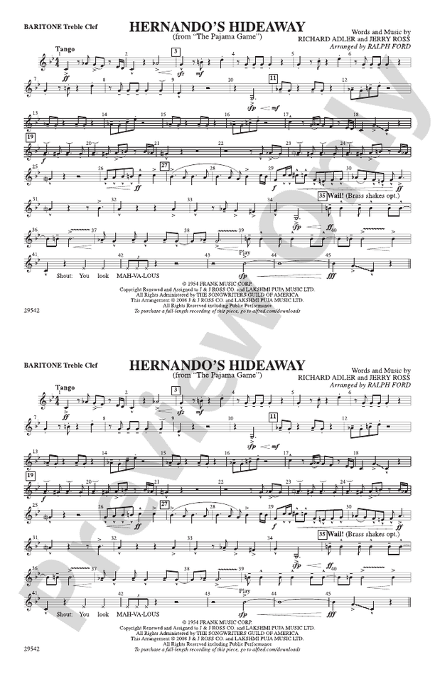 Hernando's Hideaway: Baritone T.C.: Baritone T.C. Part - Digital Sheet Music Download