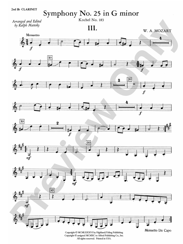 Mozart's Symphony No. 25 in G Minor, 3rd & 4th Movements: 2nd B-flat ...