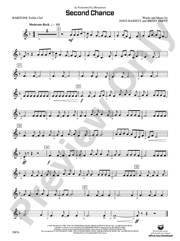 Second Chance: Baritone T.C.: Baritone T.C. Part - Digital Sheet Music Download