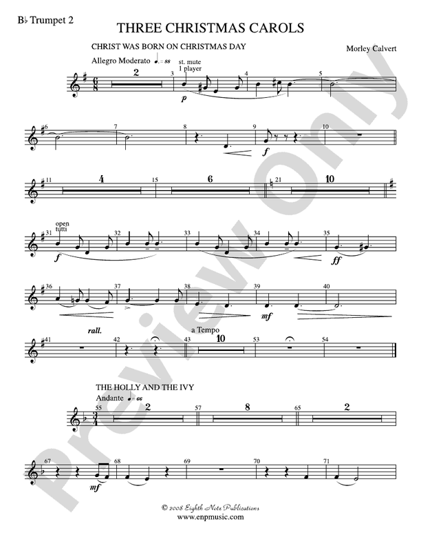 Three Christmas Carols: 2nd B-flat Trumpet: 2nd B-flat Trumpet Part - Digital Sheet Music Download