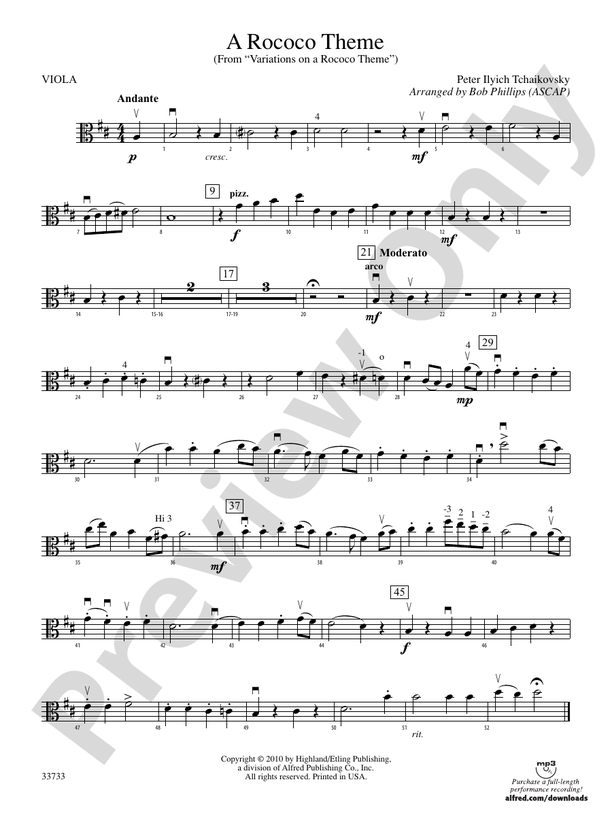 A Rococo Theme: Viola: Viola Part - Digital Sheet Music Download