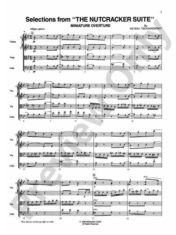 The Nutcracker Suite, Selections from: Score: String Quartet Full Score ...