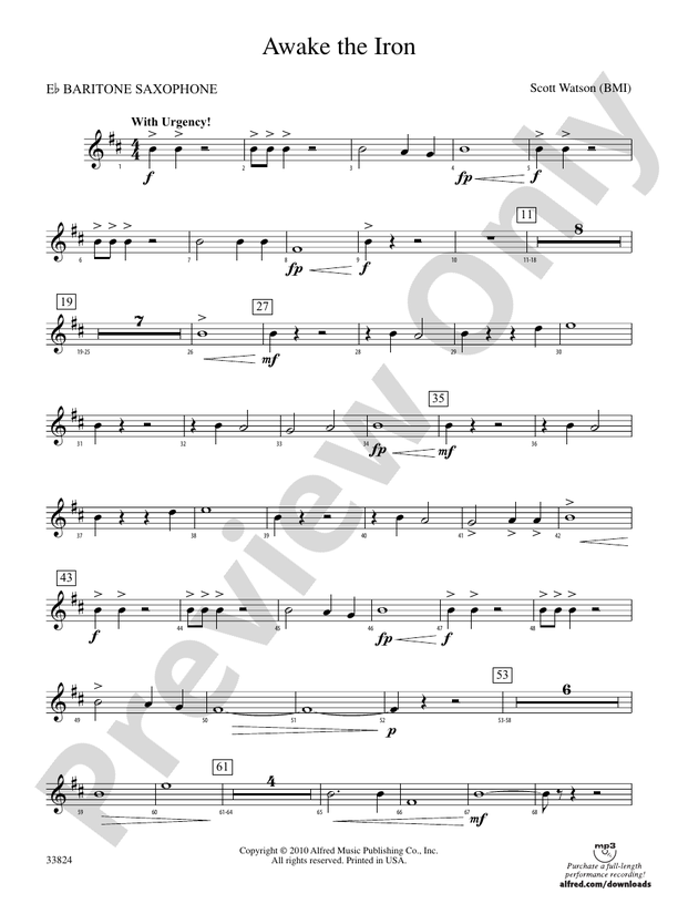 Awake the Iron: E-flat Baritone Saxophone: E-flat Baritone Saxophone Part - Digital Sheet Music ...