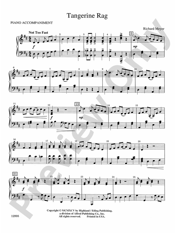 Tangerine Rag: Piano Accompaniment: Piano Accompaniment Part - Digital ...