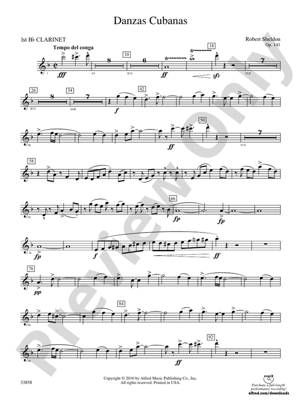 Danzas Cubanas: 1st B-flat Clarinet: 1st B-flat Clarinet Part - Digital Sheet Music Download