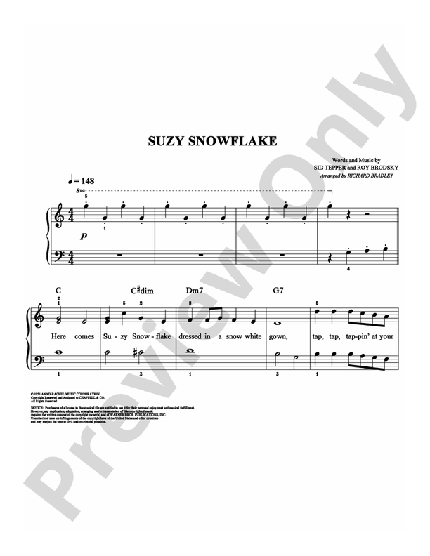Suzy Snowflake: Easy Piano: Sid Tepper - Digital Sheet Music Download