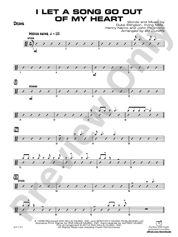 I Let a Song Go Out of My Head: Drums: Drums Part - Digital Sheet Music ...