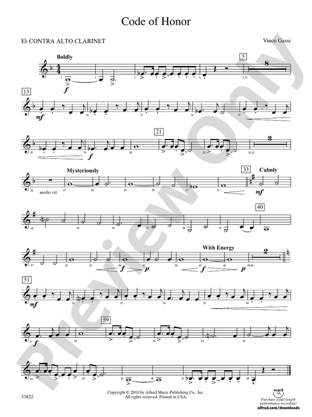 Code of Honor: (wp) E-flat Contrabass Clarinet: (wp) E-flat Contrabass Clarinet World Part ...