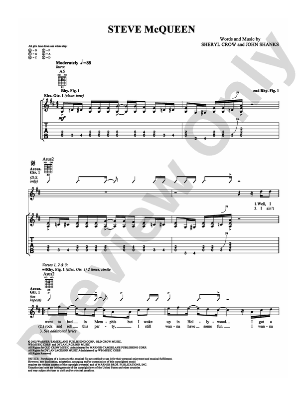 Steve McQueen: Guitar TAB: Sheryl Crow - Digital Sheet Music Download