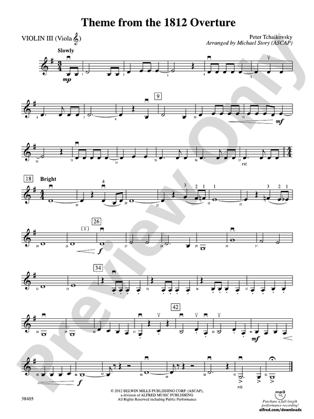 Theme from the "1812 Overture": 3rd Violin (Viola [TC]): 3rd Violin ...